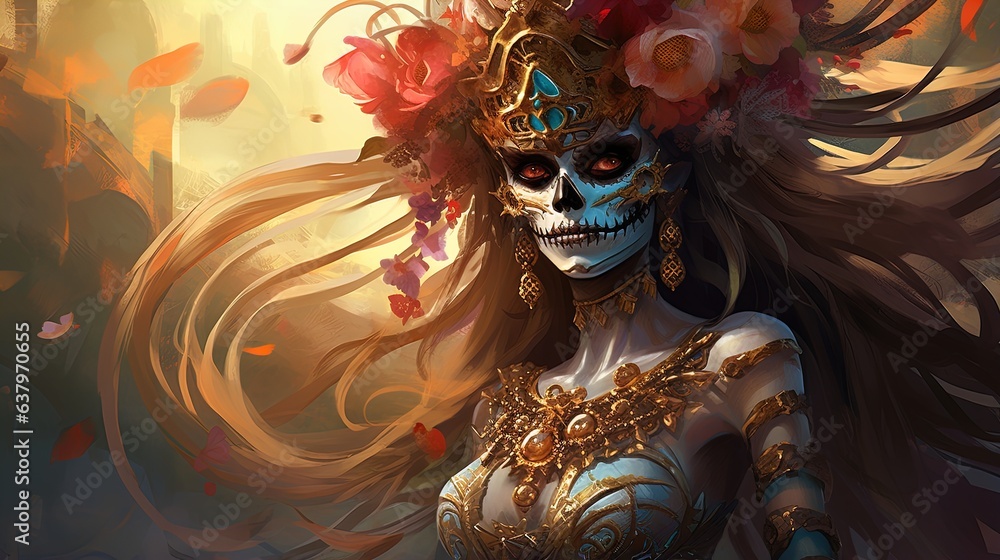 la catrina jovial skeleton death goddess dnd. Generative AI Stock ...