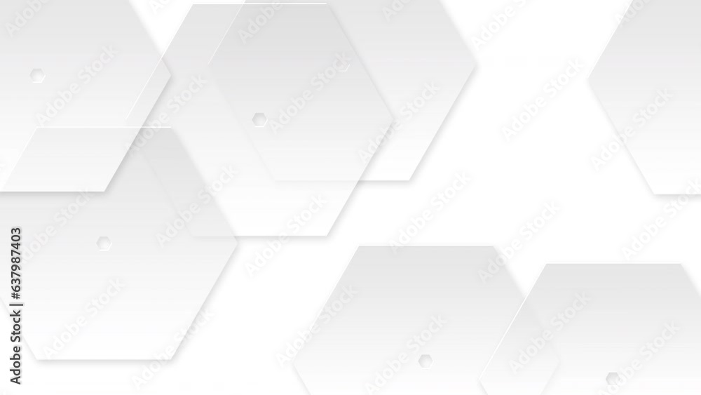 Motion backgrounds with hexagonal geometric shapes in bright white and ...