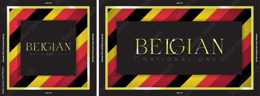 Set of Belgian National Day Greeting Card and Banner Vector ...