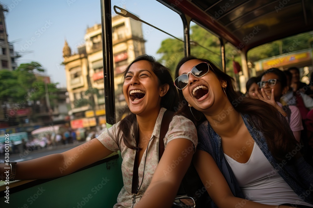 Tourists Capturing Landmarks on Open-Deck Bus Tour. Generative AI ...