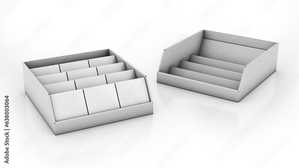 Trade packaging for placement on store shelves. Cardboard box. 3d ...