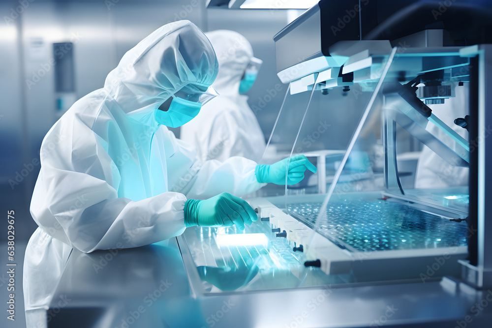 Forensic scientist examining evidence in a modern laboratory. Stock ...