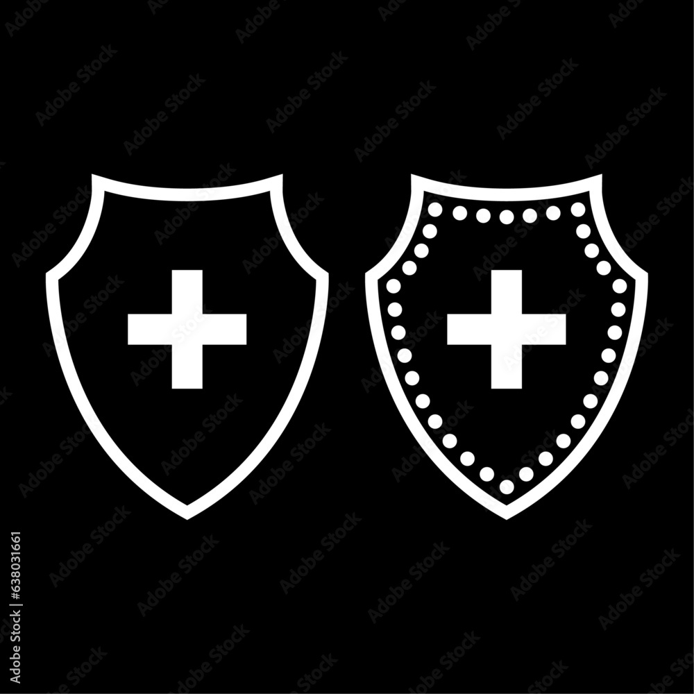 Medical shield icon. Armored defensive shield with medical cross as ...