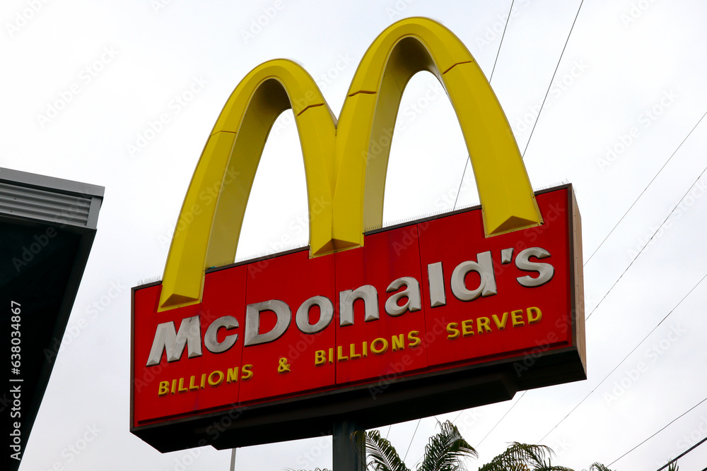 Los Angeles, California: McDonald's fast food restaurant. McDonald's ...