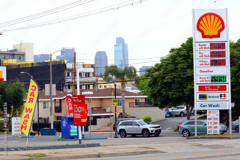 Los Angeles, California: SHELL Gas Station. Shell is a global group of ...
