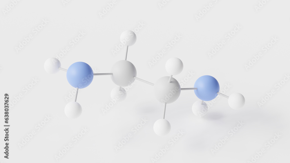 ethylenediamine molecule 3d, molecular structure, ball and stick model ...