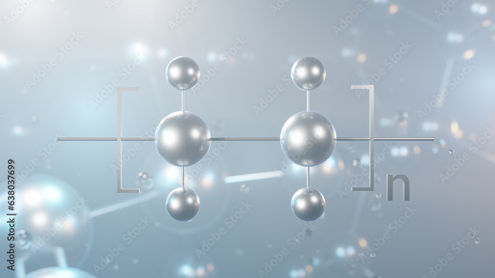 polyethylene molecular structure, 3d model molecule, polythene ...