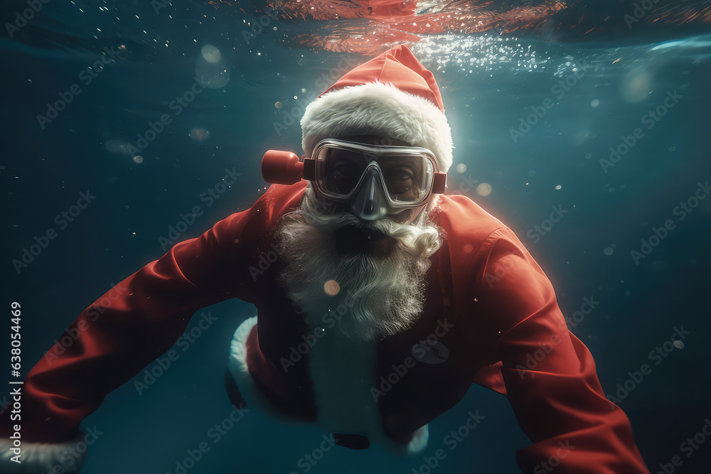 Real santa claus in red suit and santa hat looking at camera and ...