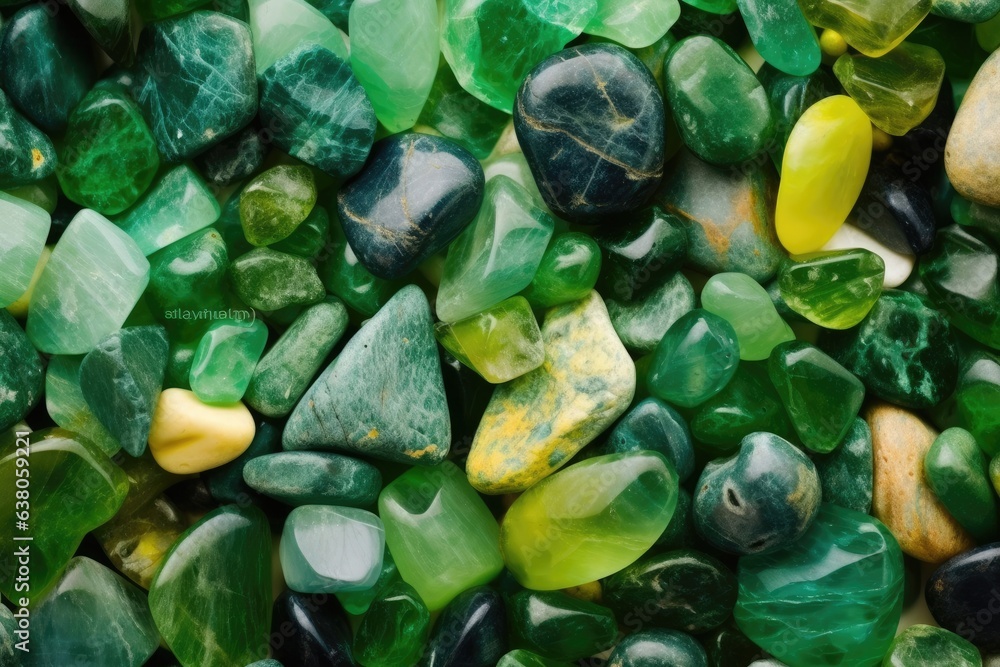 Natural green stone with crystals. Mineral crystals and gemstones in ...