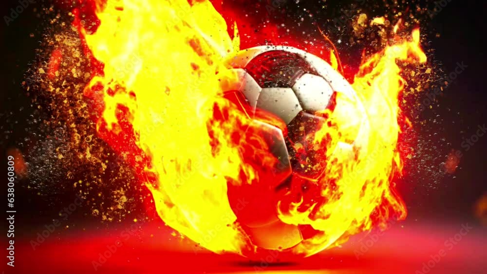 luxury soccer ball on fire background Stock Video | Adobe Stock