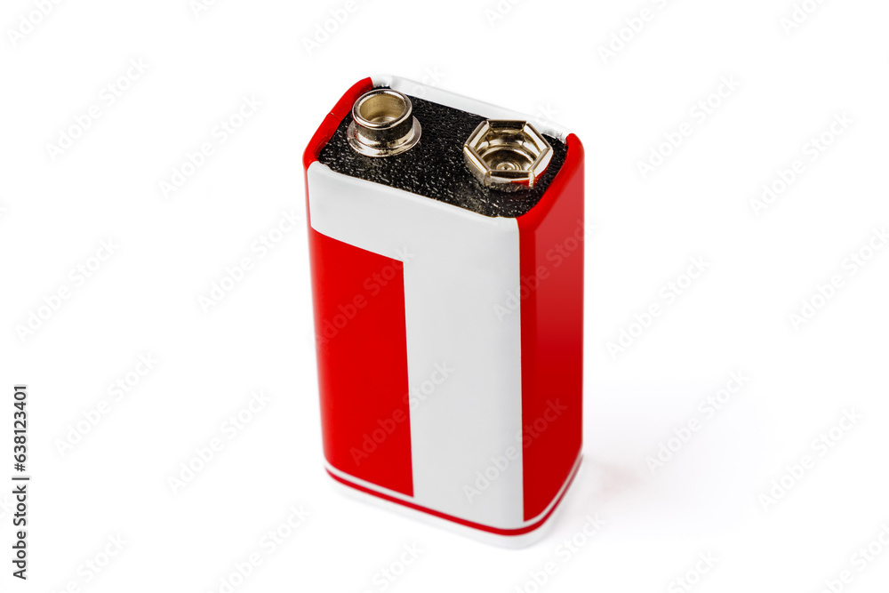 Generic 9v battery. Nine volt alkaline power cell isolated on white ...