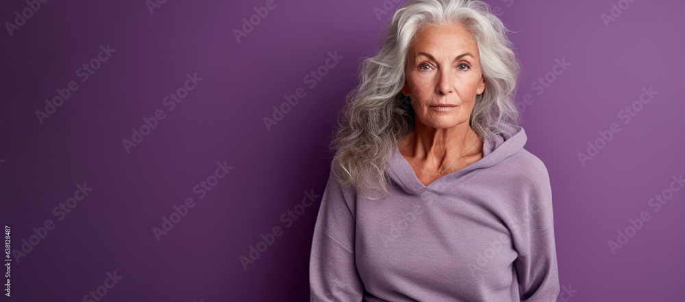 70 years old model posing for the colors of life. Aging woman standing ...