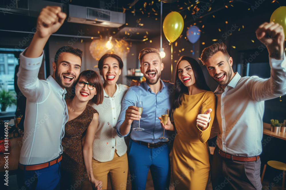 Foto de Corporate businesspeople having fun and in corporate party at ...