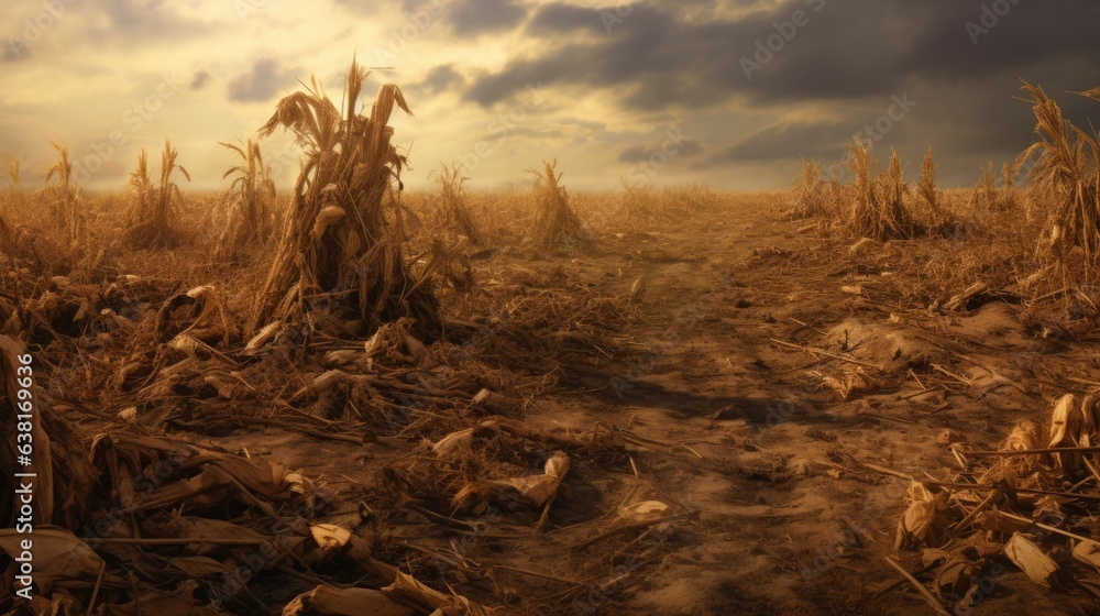 field of dead crops, symbolizing the impact of soil contamination ...