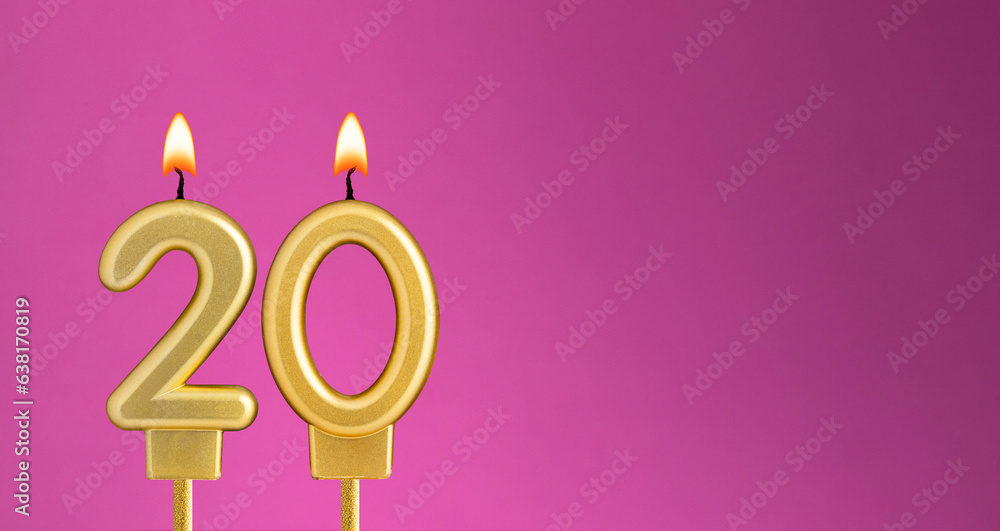 Candle number 20 in purple background - birthday card Stock Photo ...