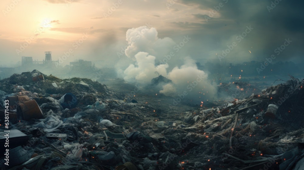landfill overflowing with waste, an example of land pollution ...