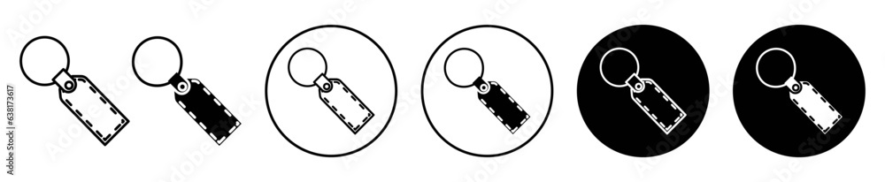 Vetor de Key chain icon set. rent key with keychain vector symbol in black filled and outlined ...