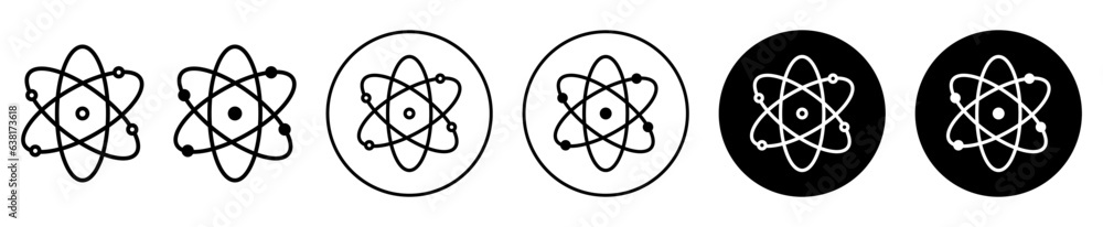 atom icon set. molecule nucleus science vector symbol. physics nuclear ...