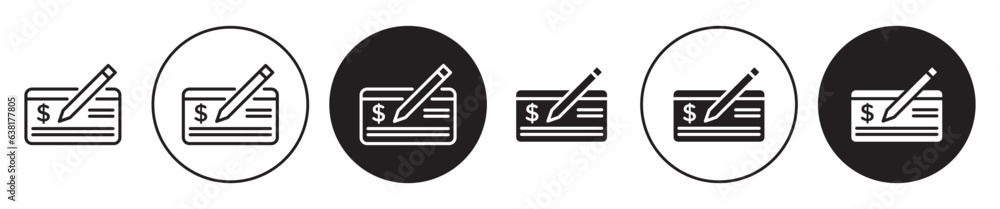 Vetor de Payment check vector icon set. bank cheque symbol. paycheck ...