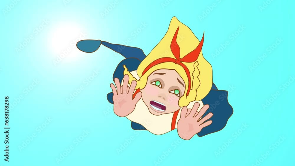 Vídeo do Stock: Girl falling down from sky. Scared female paratrooper ...