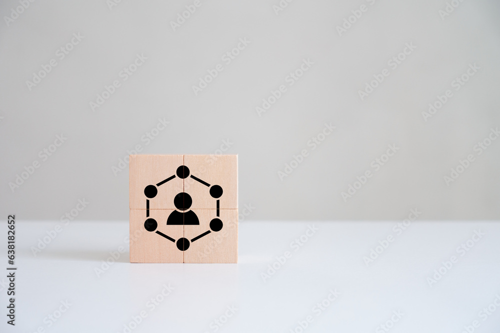Ecosystem partnerships symbol on wooden cube block. Ecosystem business ...