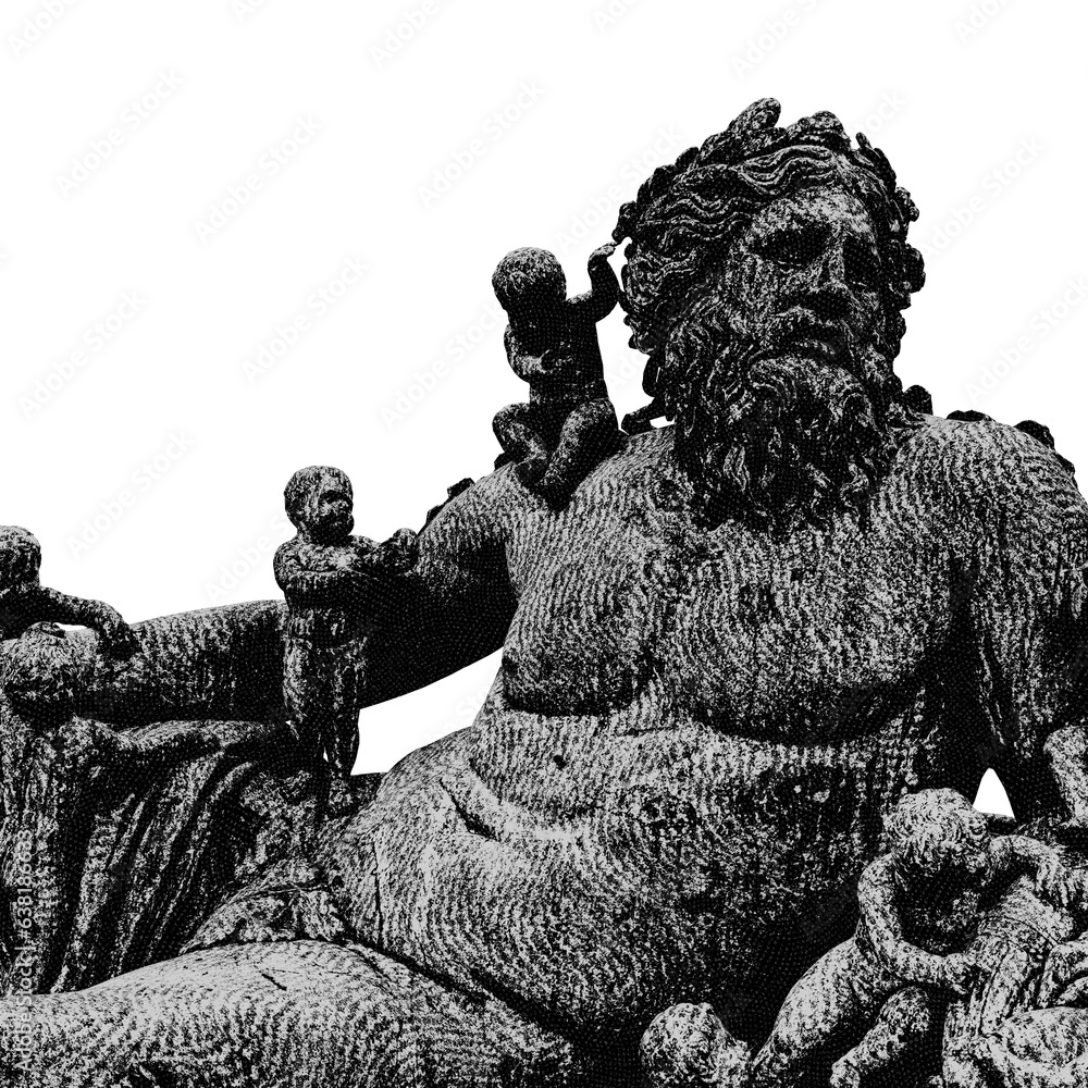 Vintage illustration sculpture of Nilus. God of the Nile river Stock ...