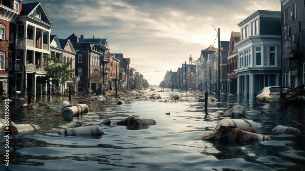 coastal city experiencing flooding due to sea level rise, a sign of ...