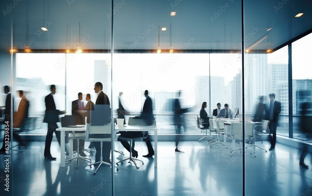 Dynamic Modern Office Environment: A bustling large office workplace ...