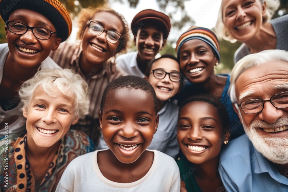 A diverse group of faces of from different cultures, kids, parents and ...
