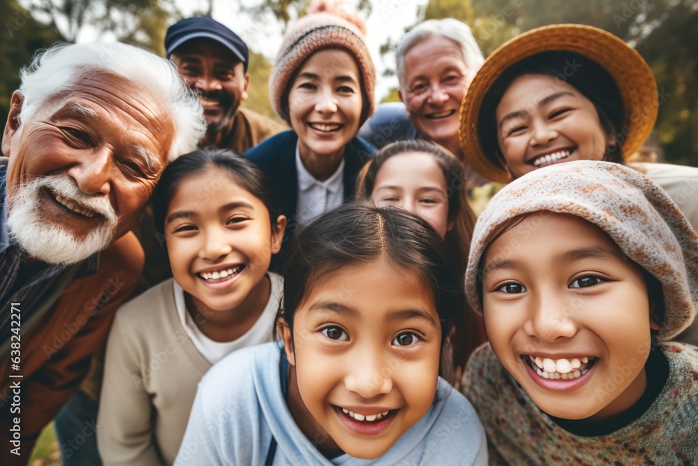 A diverse group of faces of from different cultures, kids, parents and ...