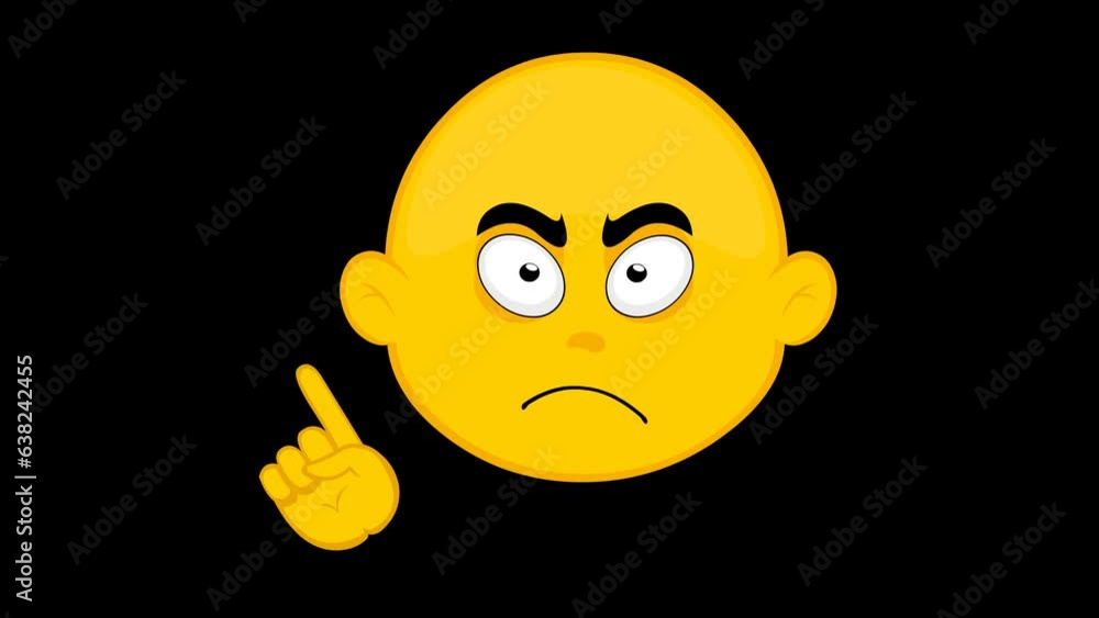 video animation emoticon face character cartoon yellow, saying no with ...