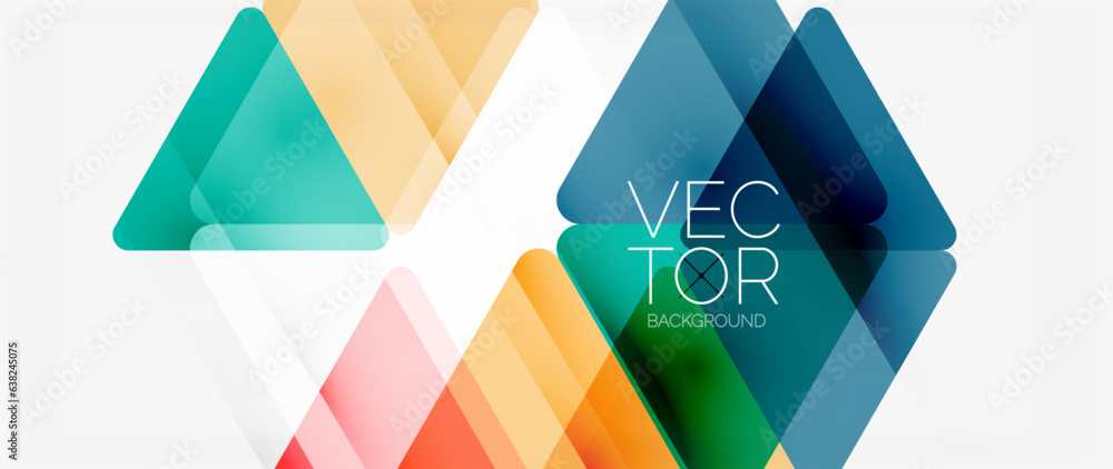 Abstract background. Color transparent triangles in mosaic style with ...
