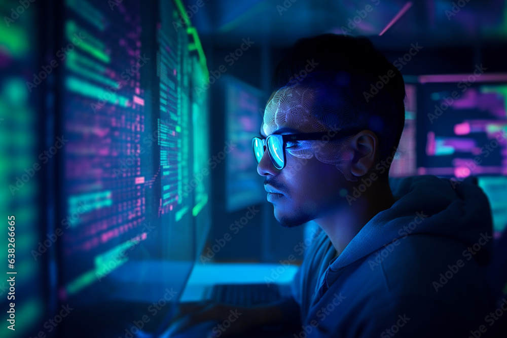 AI, Machine learning, Brain of robot and human programming on big data ...