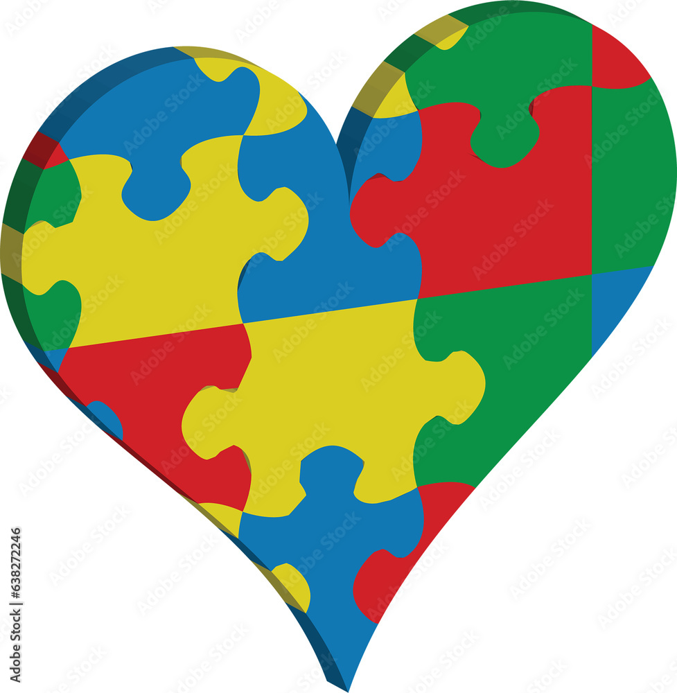 Digital png illustration of colourful heart of puzzle on transparent ...