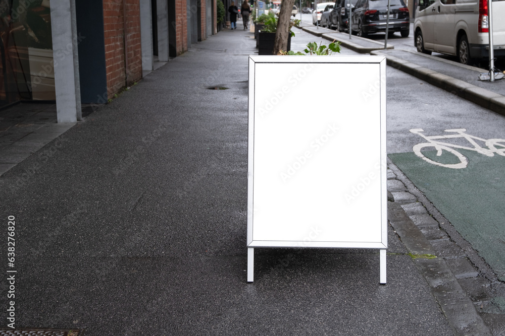 Background texture of a blank white mockup street board template placed ...