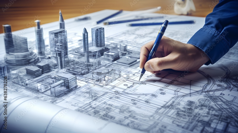 A hand sketching out a detailed blueprint for a sustainable ...