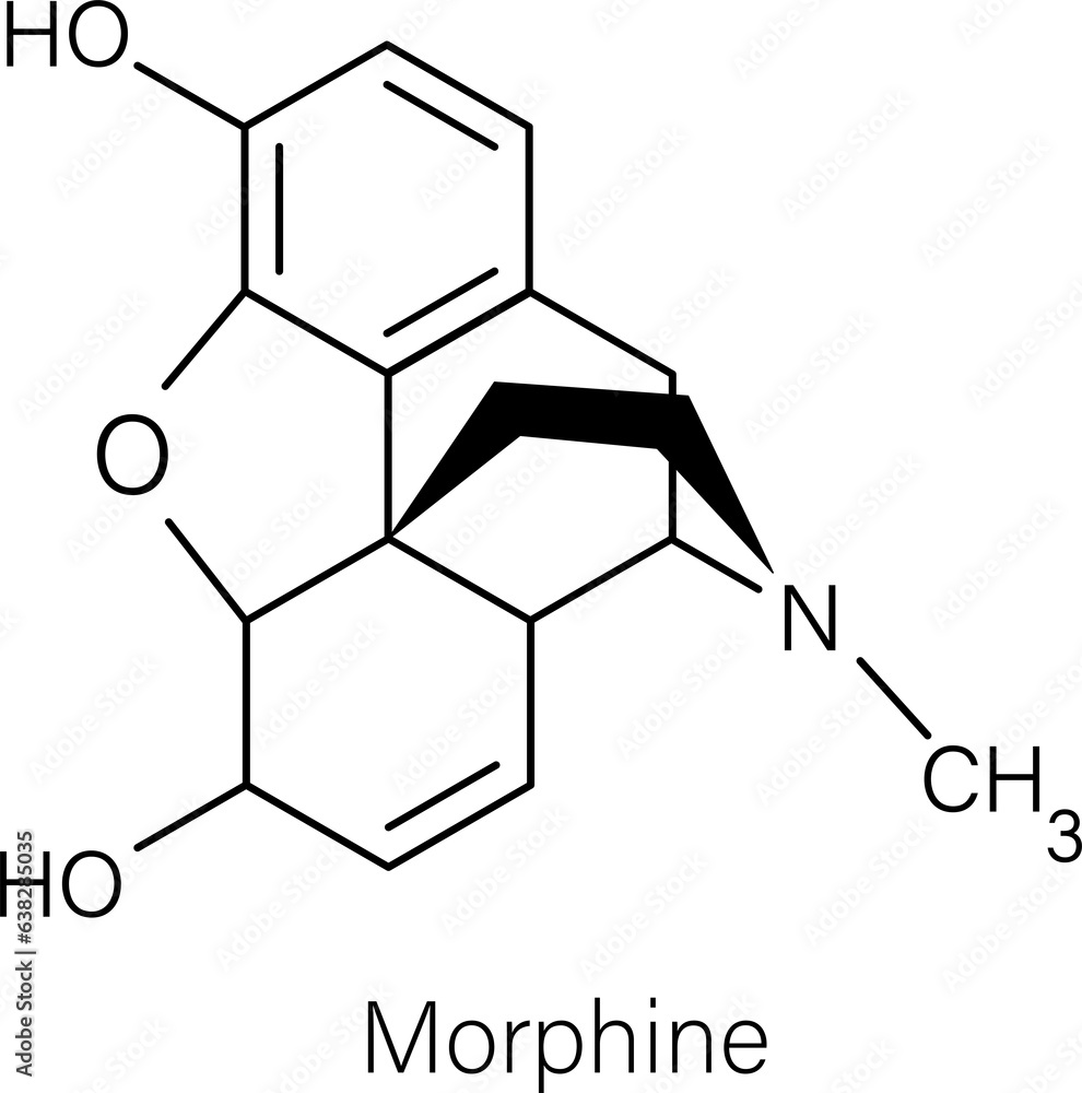 Formula of chemical structure of Modafinil, Cocaine, Morphine, Heroin. Stock Illustration ...