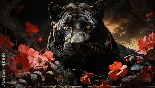 Leinwandbilder - a sleek panther emerges from the mist,