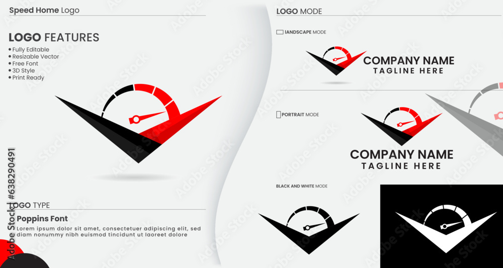 Speed home logo design. Home logo. Speed meter vector. Real estate ...