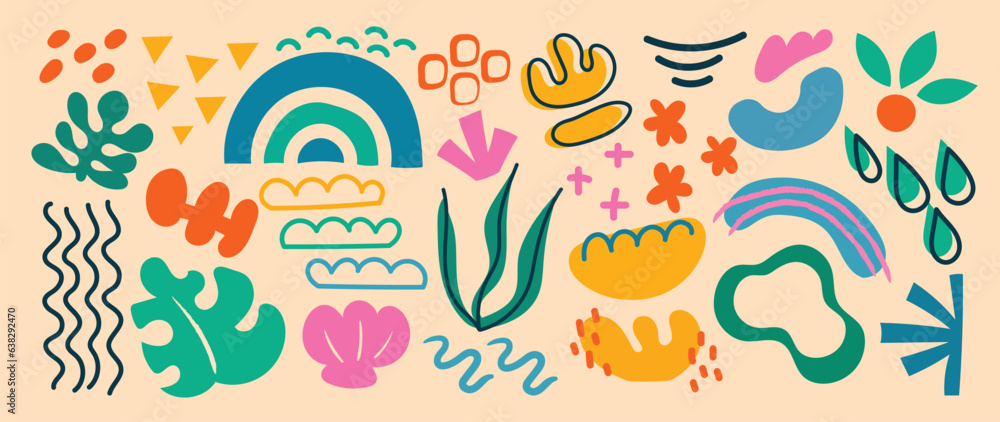 Minimalist abstract art shapes vector collection. Set of doodle ...