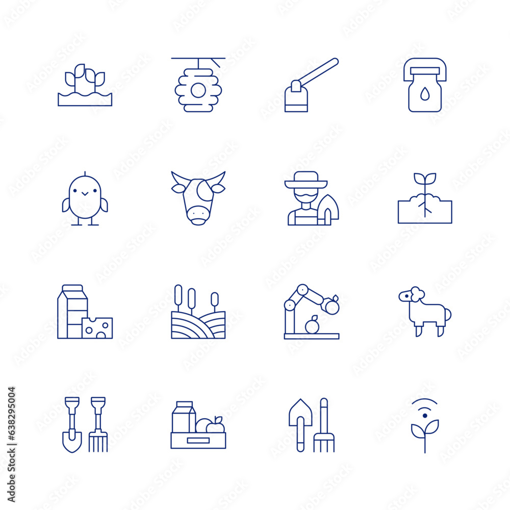 Farm line icon set on transparent background with editable stroke ...
