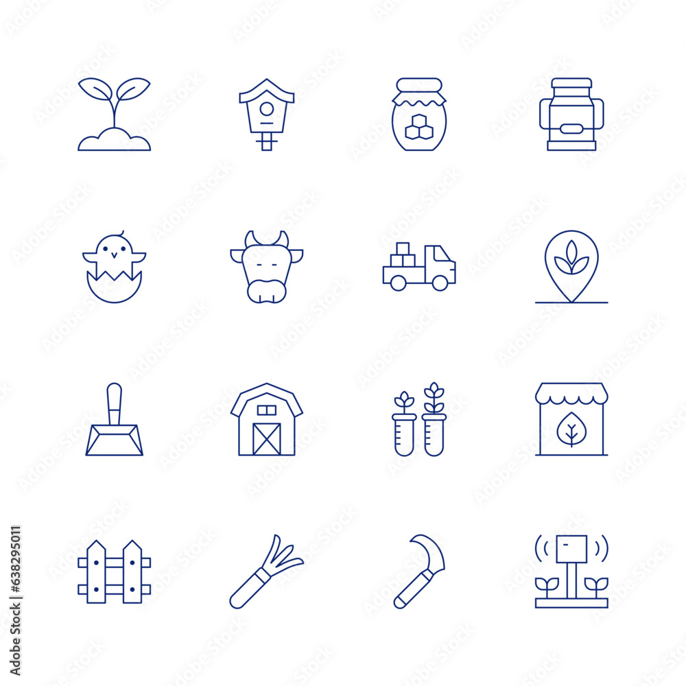Farm line icon set on transparent background with editable stroke ...