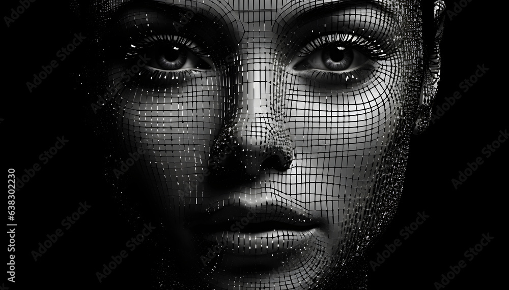 ASCII art a portrait of a gorgeous woman black and white Stock ...