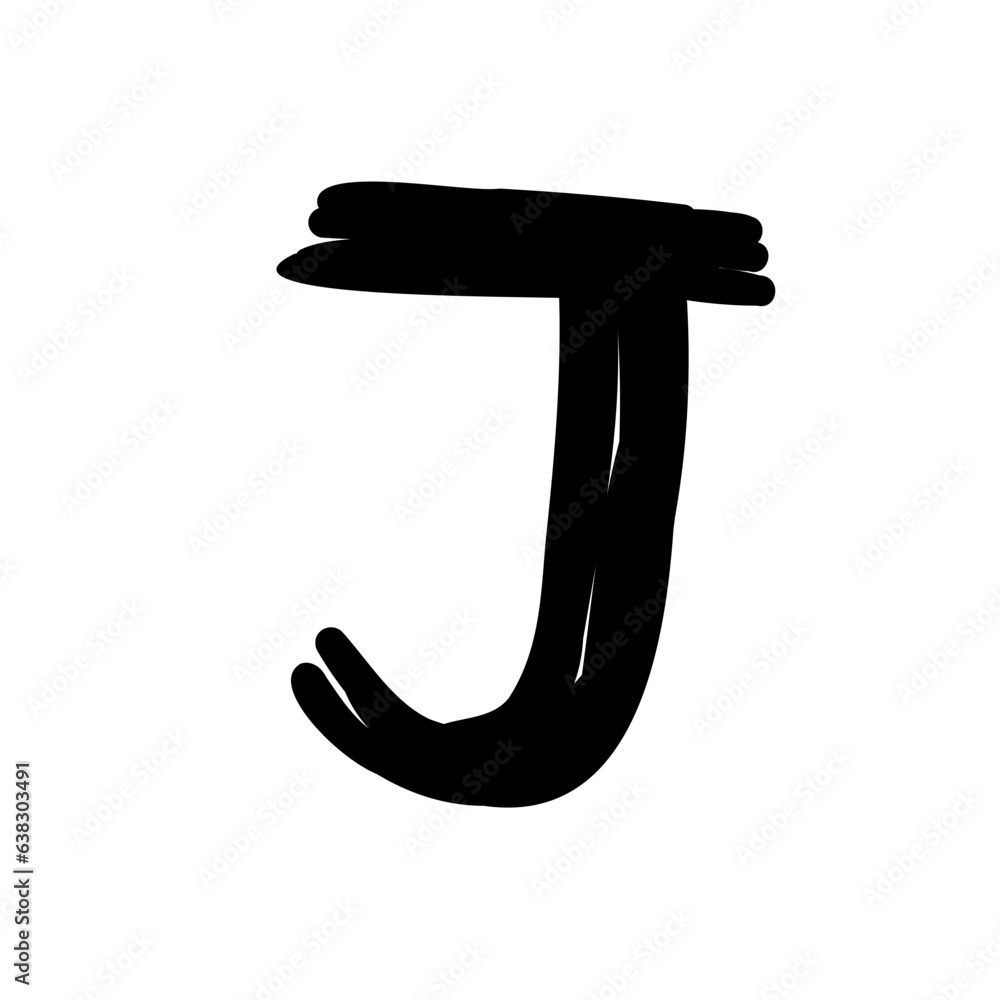 Brush stroke J letter latin english in doodle brush hand drawn style ...