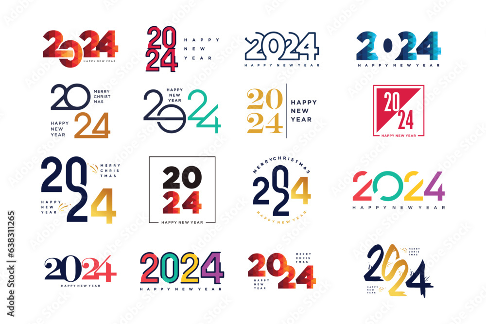 Set of bundle 2024 logo design element with creative modern concept ...
