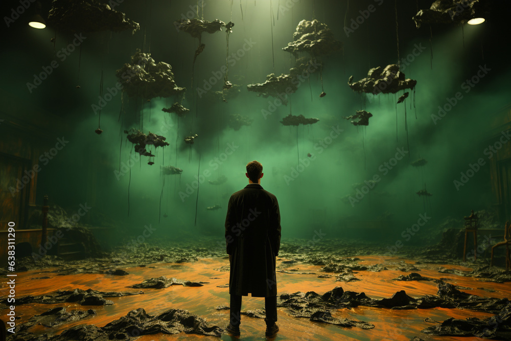 Green Screen: An actor performing in front of a green screen, a key ...