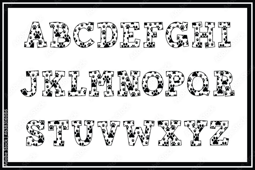 Versatile Collection of Dog Paw Alphabet Letters for Various Uses Stock ...