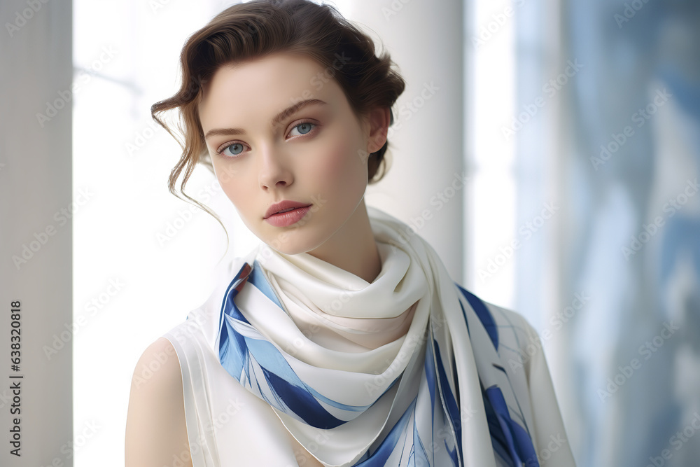 Capture the ethereal beauty of a silk scarf, its texture and flow set ...