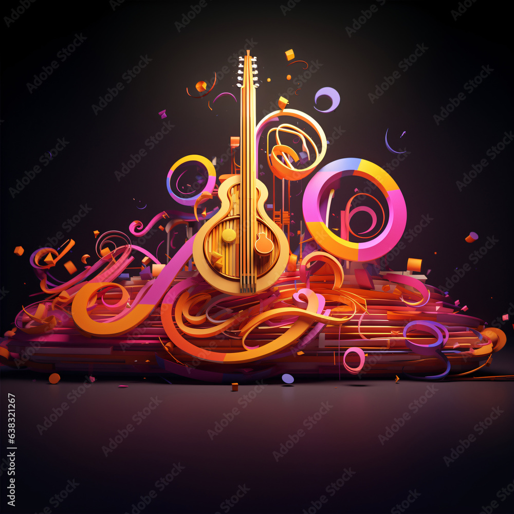 modern multicolor music background with abstract structure and musical ...