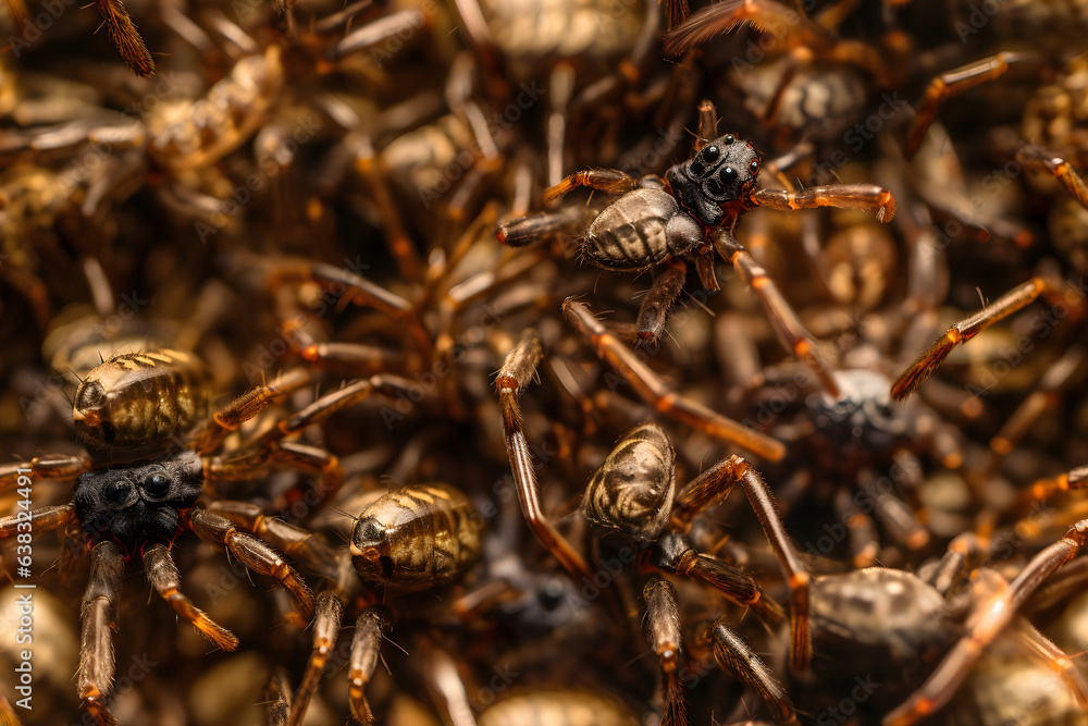 seamless texture and background of pile of spiders, neural network ...